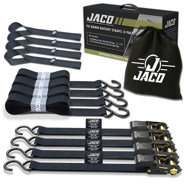 Tie Down Ratchet Straps (4 Pack) - 1 in x 15 ft | AAR Certified Break ...